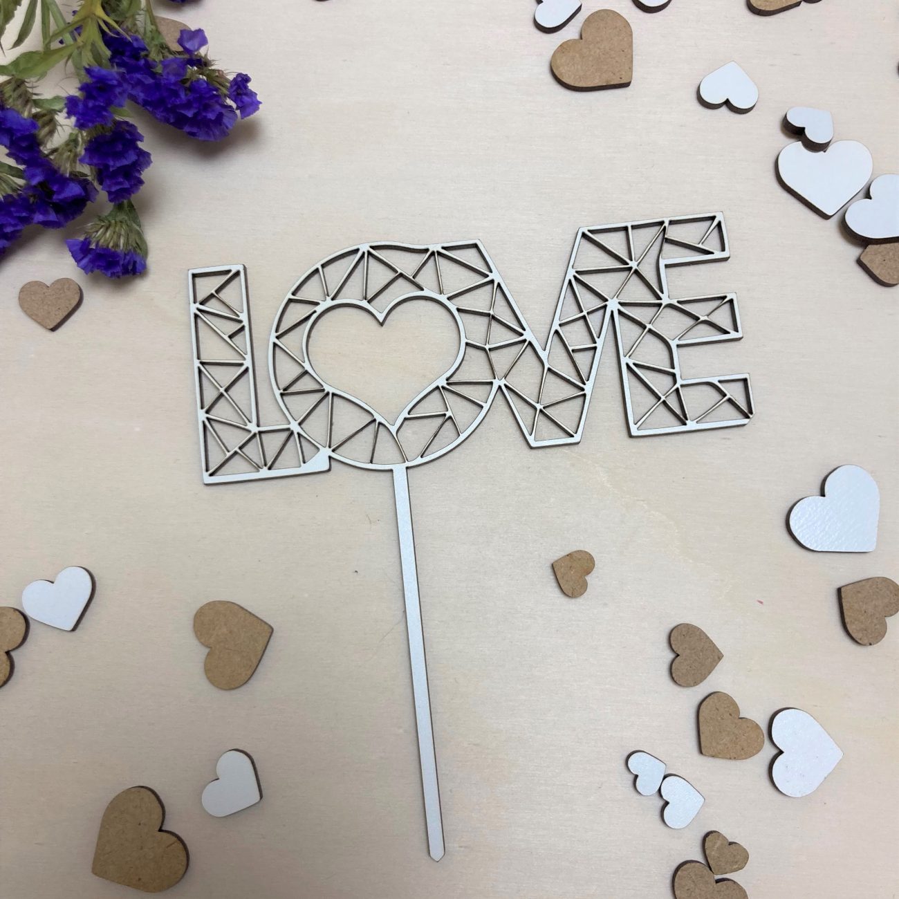 Cake topper corazón geométrico – ArtDekoLaser